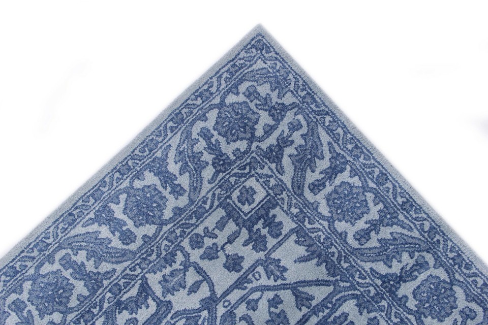 Floral Light Blue Oriental Oushak Hand-Tufted 100% Wool Area Rug Carpet ...