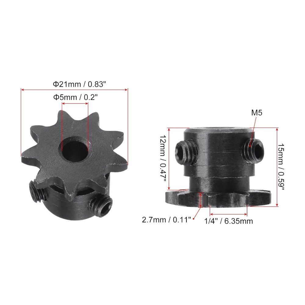 Single Strand 1/4" Pitch 9 Tooth Gear B Type Hardened Teeth Roller ...