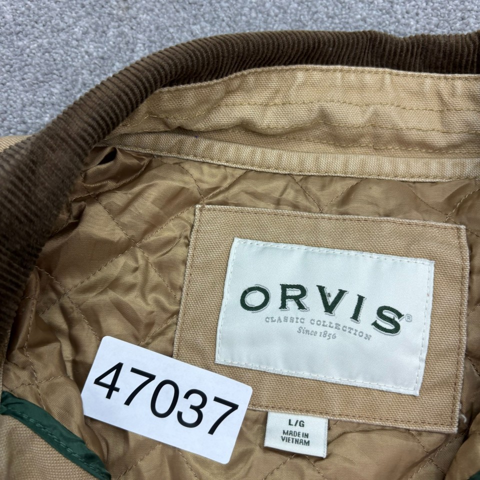 Orvis Jacket Adult Large Brown Hunting Canvas Barn Chore Corduroy Lined ...