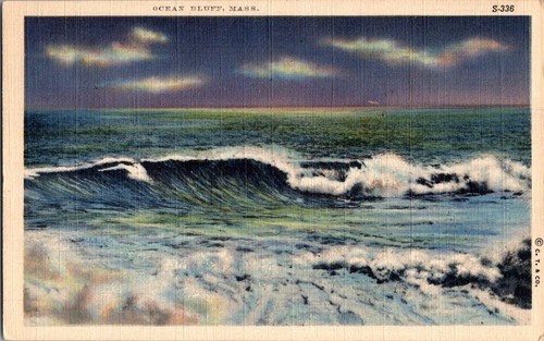 Ocean Bluff Massachusetts Vintage Linen Postcard Waves S-336 1944 | eBay