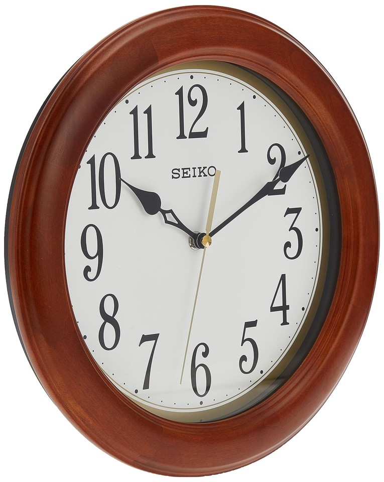 SEIKO 12 Inch Round Wood Classic Wall Clock, White,Brown | eBay