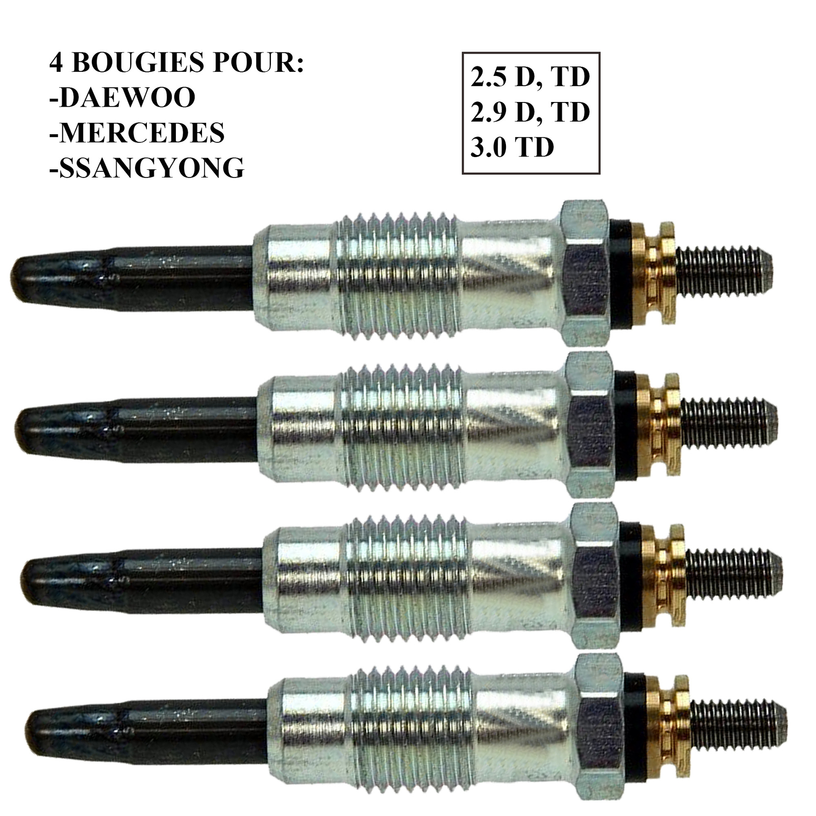 4 Plug Preheating for Ssangyong Rexton Musso Korando 2,9 Td D 120 ...