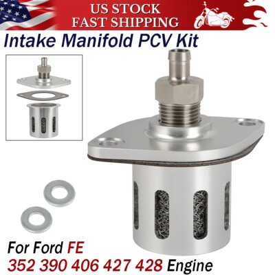 For Ford FE Intake Manifold Positive Crankcase Valve PCV Kit 352 390 ...