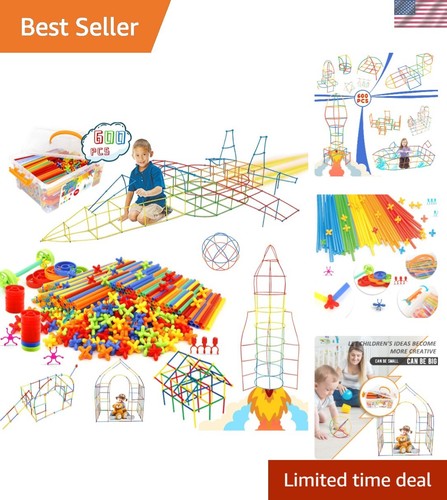 Straw Constructor STEM Toys, 600Pcs Engineering Kit for Kids 3-8 ...