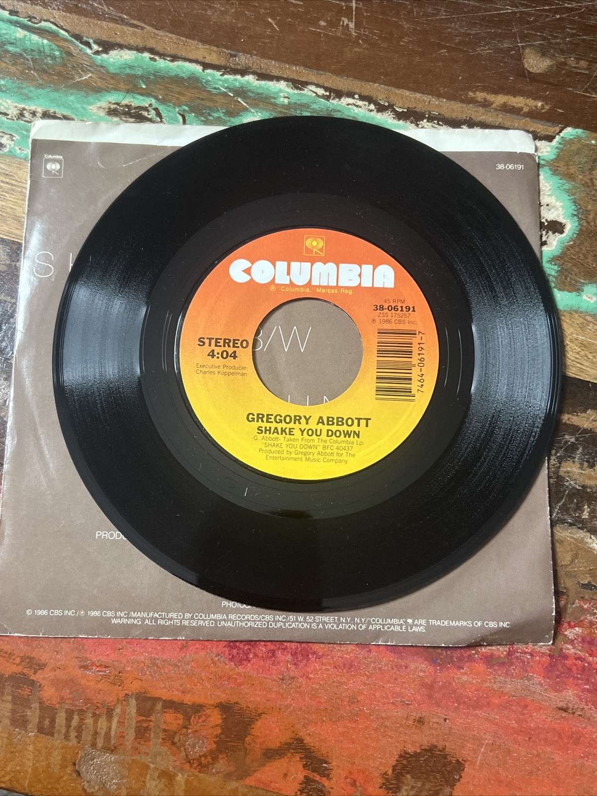 GREGORY ABBOTT - Shake You Down - Columbia Records - 45 Record & Sleeve ...