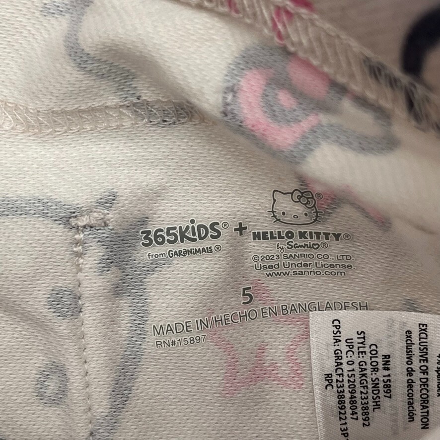 365 Kids Garanimals Beige Hello Kitty Print Chino Shorts Girls Size 5 ...