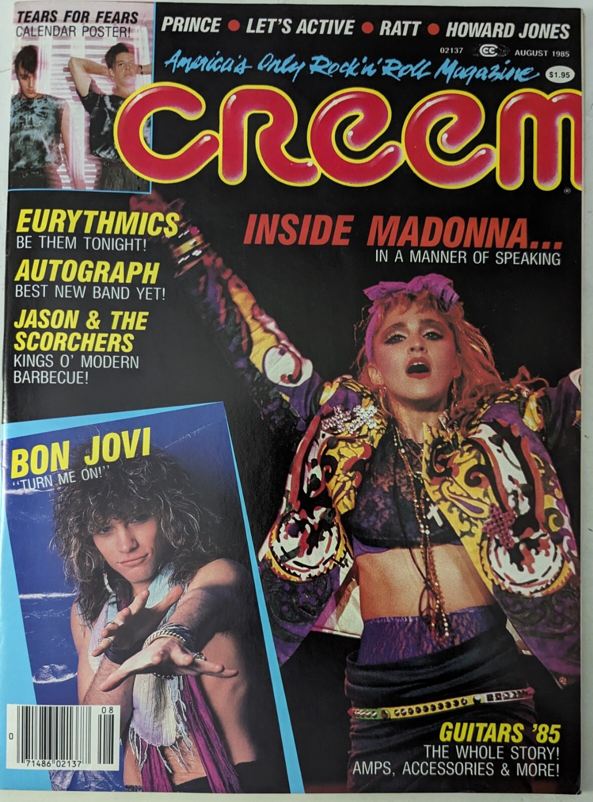 Creem Magazine August 1985 Madonna, Bon Jovi, Eurythmics, Ratt, Prince ...