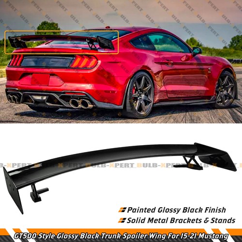 FOR 15-2023 FORD MUSTANG GT500 STYLE GLOSS BLACK METAL STANDS TRUNK ...