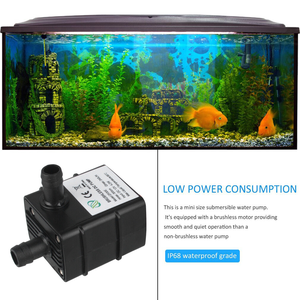 Mini Water Pump Quiet 240L/H USB Brushless Motor 12V Submersible Pool ...