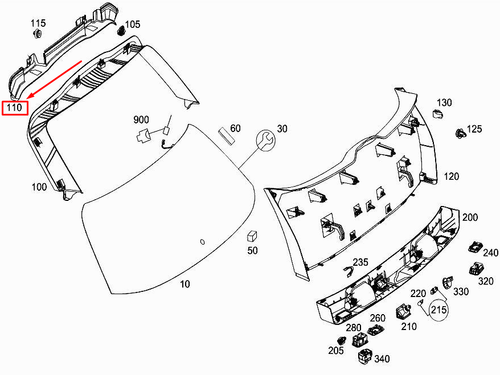 NEW MERCEDES-BENZ C W205 TRUNK LID HINGE TRIM A2056900507 | eBay
