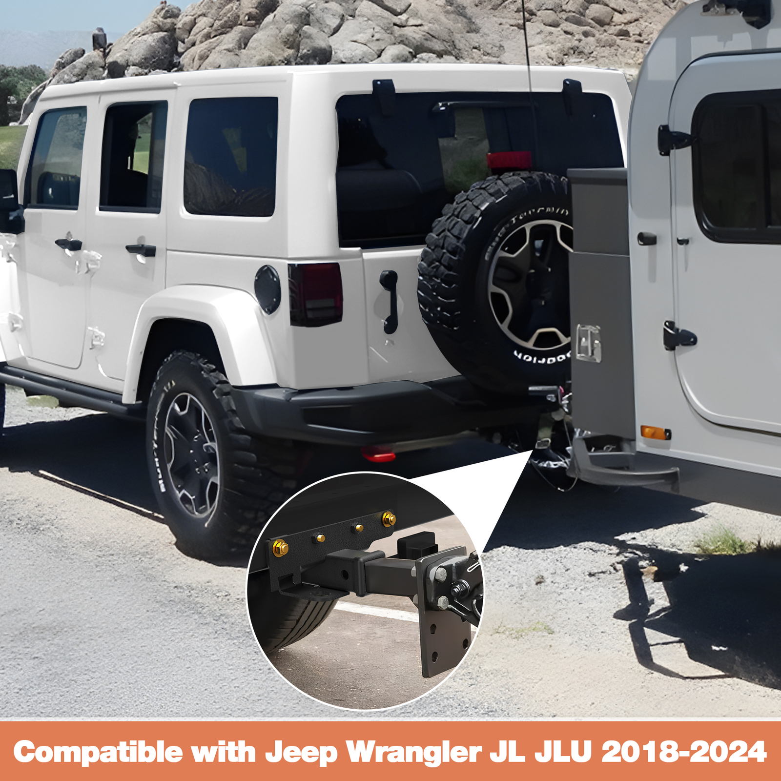 Tow Hitch Trailer Kit For 2018-2025 Jeep Wrangler JL JLU Hitch Receiver ...