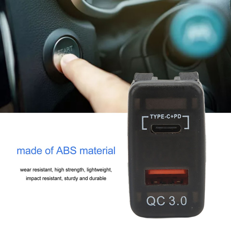 Rocker Switch Style Dual USB Car Fast Charge Socket With Blue Voltmeter ...