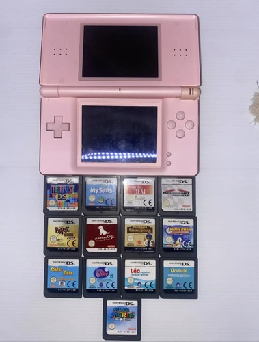 Nintendo Ds Lite Pink Bundle Of 13 Games Mariokart Sims Bratz No ...