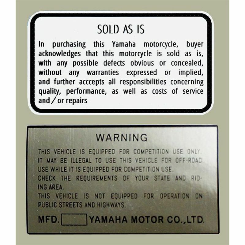 Vintage Yamaha warning decal set YZ IT OW DT RT WR YZF 125 250 360 400 ...