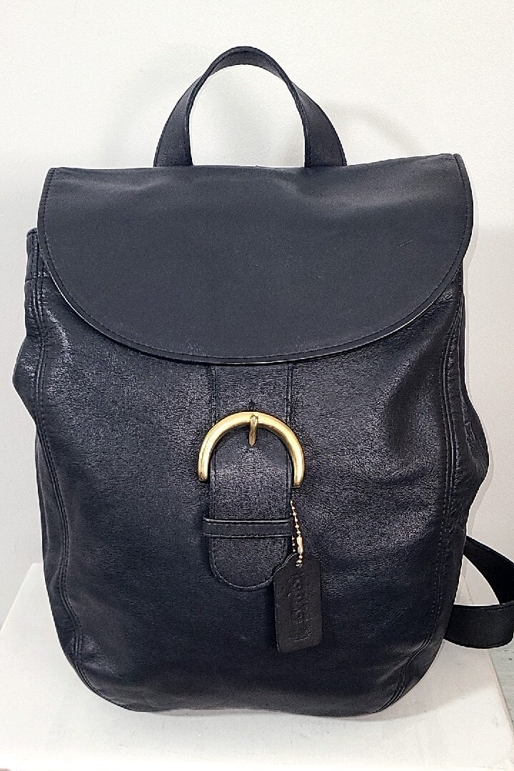 COACH VINTAGE NAVY BLUE LEATHER TOP HANDLE BACKPACK - Gem
