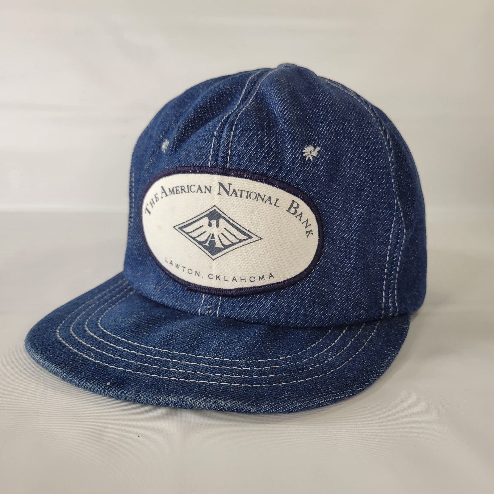 VTG The American National Bank Lawton Oklahoma Denim Snapback Hat Cap ...