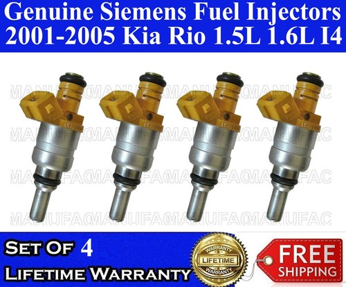 Set of 4 Genuine Siemens Fuel Injectors For 2001-2005 Kia Rio 1.5L 1.6L ...