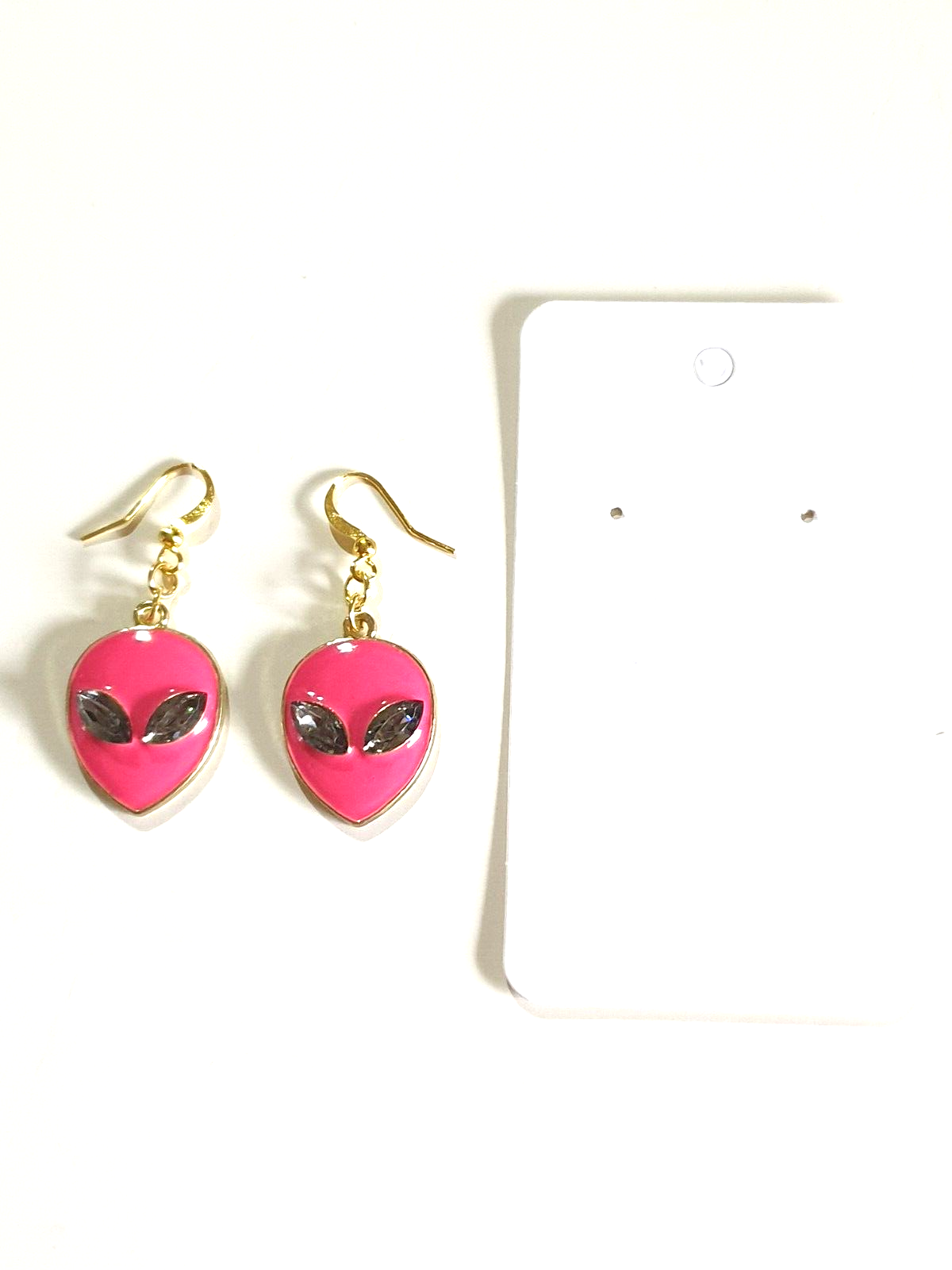 Cute Pink Crystal Alien Head Gold Plated Earrings | eBay