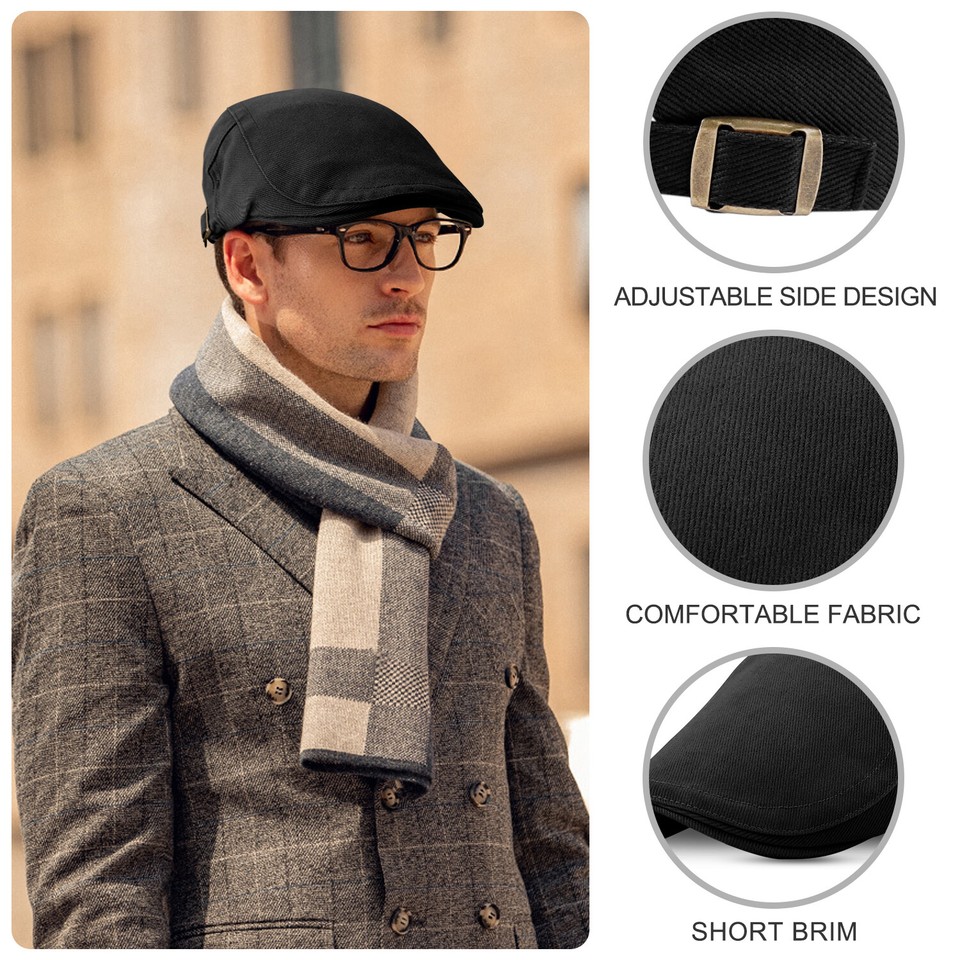 Gatsby Cap British Style Cotton Beret Solid Cotton Driving Winter ...