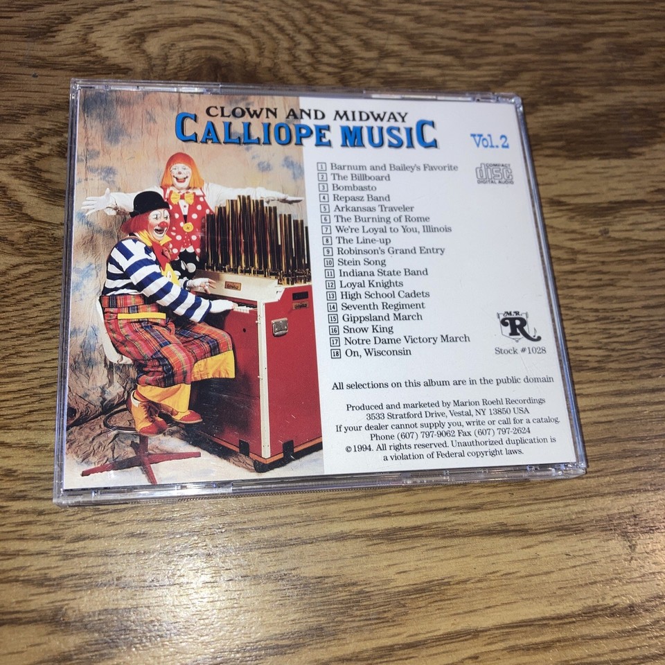 Clown and Midway Calliope Music Vol. 2 CD, Roehl 1994 | eBay