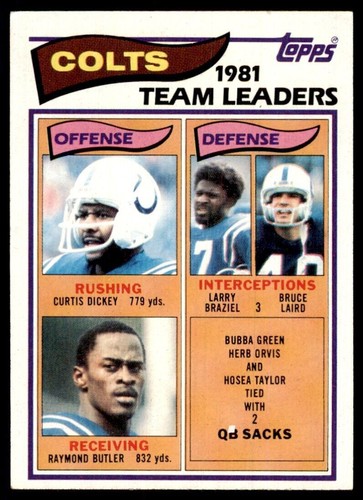 1982 Topps Curtis Dickey/Larry Braziel/Bruce Laird/Raymond Butler ...