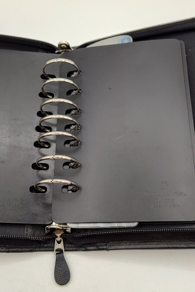 Franklin Covey Leather Binder 7 Ring Organizer Black Zip Around ...