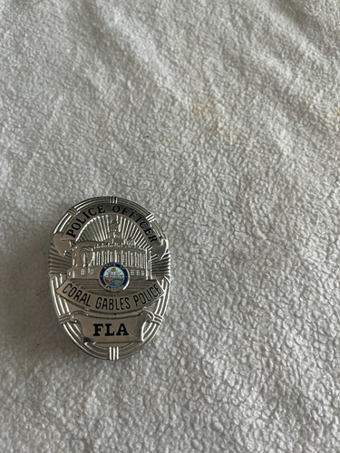 Vintage Obsolete Coral Gables Florida FLA Badge Blackinton RHO-GLO ...