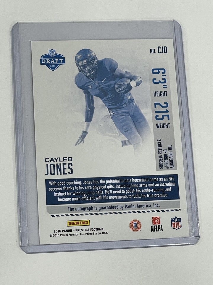 2016 Panini Prestige Rookie Signatures Cayleb Jones #CJO Rookie Auto RC ...