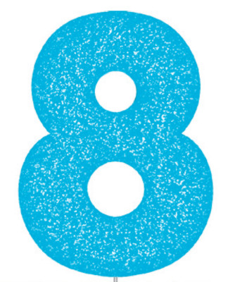 Blue Glitter Number 8 Candles Cake Topper Girl's Birthday Party Cake ...