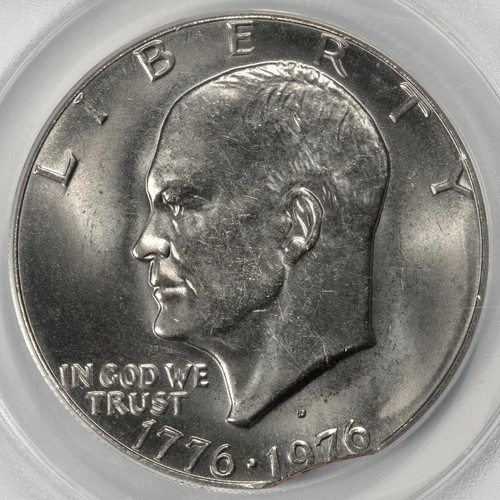 1976D ANACS MS64 Curved Clip Bicentennial Dollar Mint Error Nice Type ...