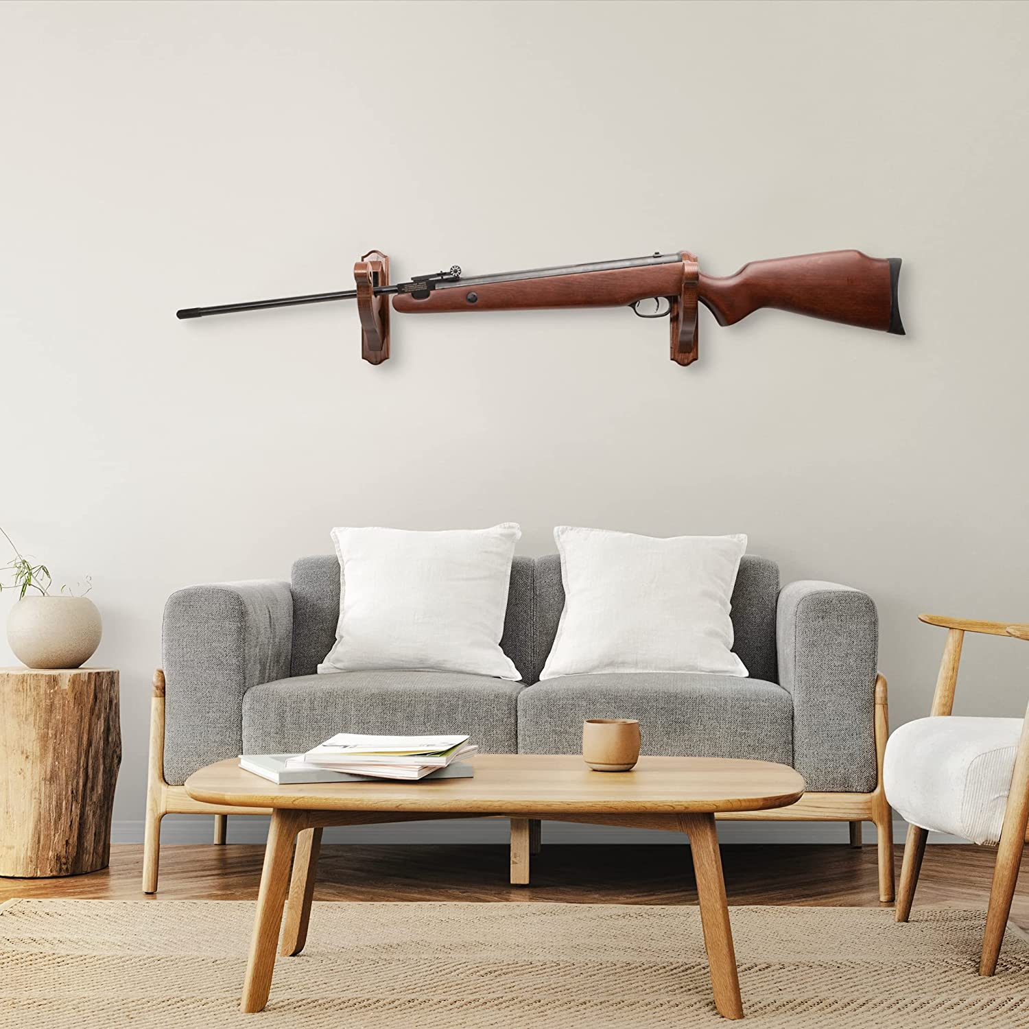 Single Rifle Shotgun Gun Wall Mount Display Rack Gun Hanger Wood for ...
