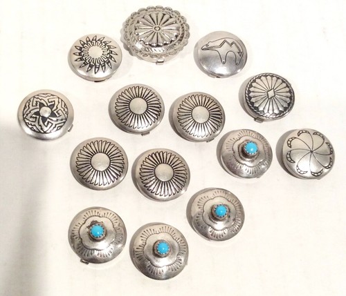 14 Navajo Sterling Silver Button Covers, Varying Designs, Vintage | eBay