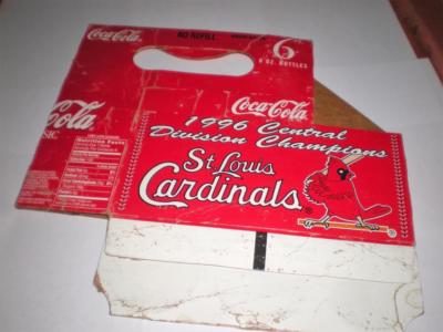 1996 St Louis CARDINALS REGIONAL CHAMPS COCA COLA COKE PAPER SIX PACK ...