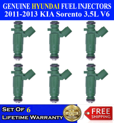 Set of 6 Genuine OEM Hyundai Fuel Injectors For 2011-2013 KIA Sorento 3 ...