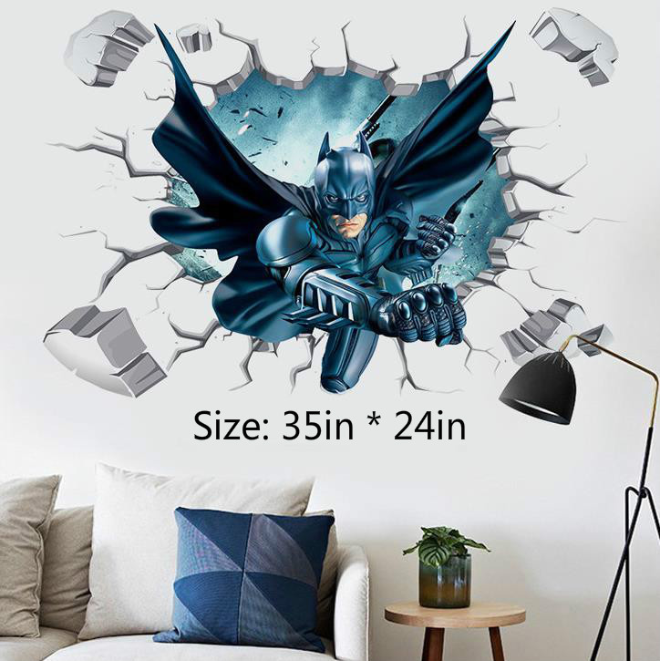 US 3D Wall Stickers Batman Bat Man Kids Cartoon Room Decal Wallpaper ...