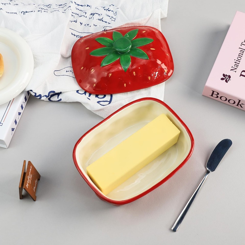 Ceramic Butter Dish with Lid Butter Keeper Butter Plate Tray for ...