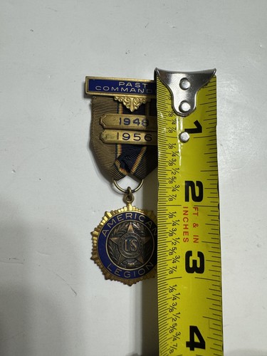 VINTAGE AMERICAN US LEGION PAST COMMANDER PIN WITH RIBBON 1948 1956 ...