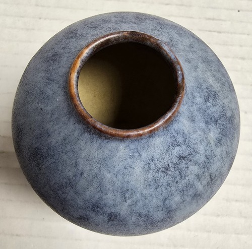 1900's Anton Lang Pottery Mottled Blue Matte Glaze Vase Signed | eBay