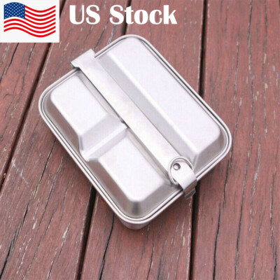 US Military Mess Kit Stainless Steel Outdoor Camping Mess Tin Food ...