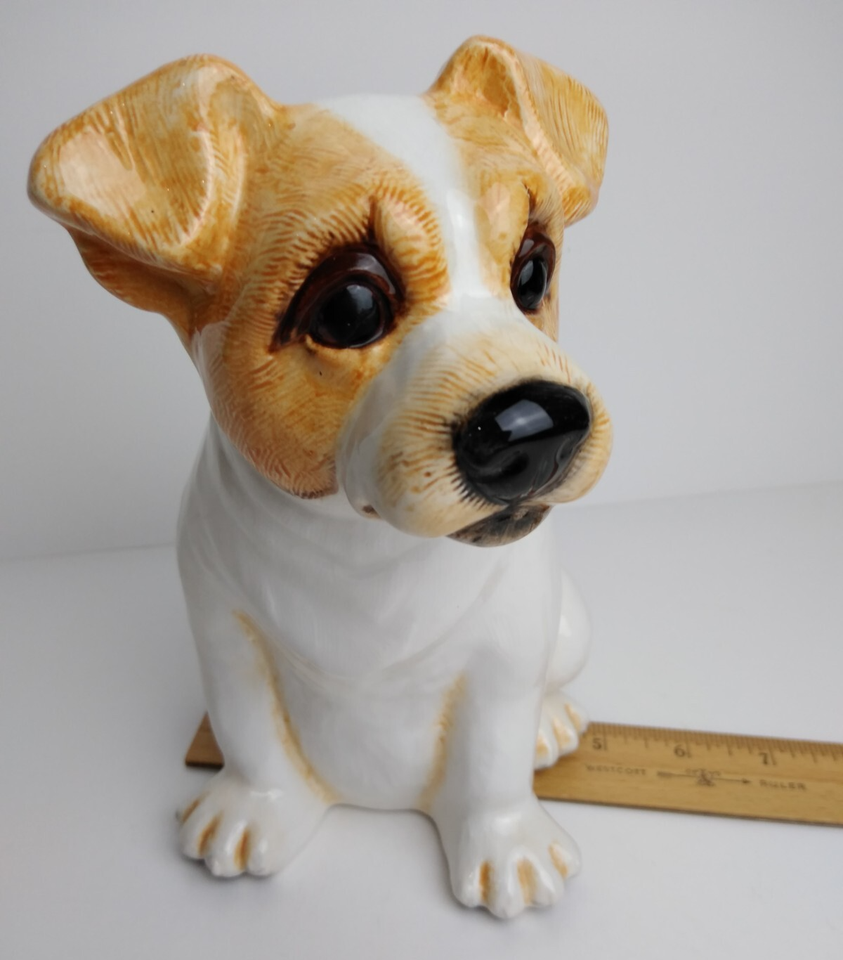 Big Sky Canine Dog Ceramic Bank 7 3/4" tall Jack Russell with Rubber ...
