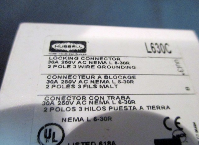 Hubbell L630C 30 Amp 250v NEMA Twist Lock 2 Pole 3 Wire Locking ...