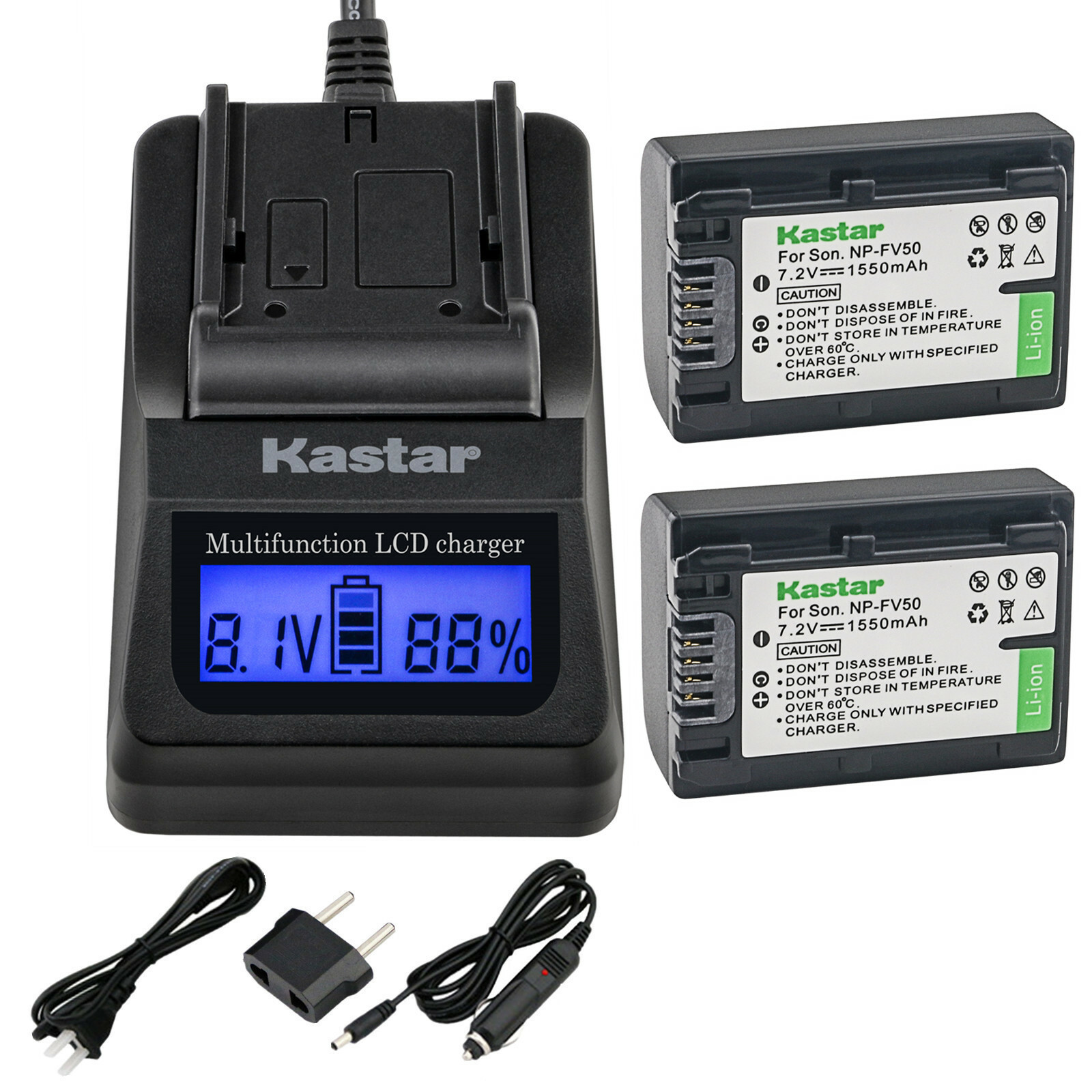 Kastar Battery LCD Fast Charger for Sony NP-FV50 NP-FV30 Sony FDR-AX43 ...