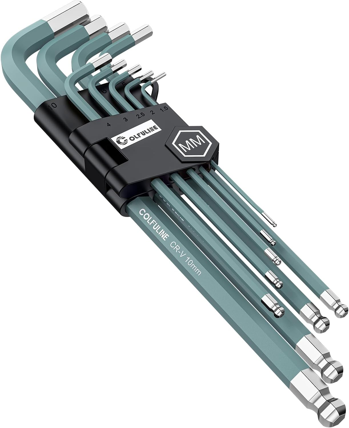 COLFULINE 9PCS Long Allen Wrench Set, Cr-V Metric Green Allen Key Set 1 ...