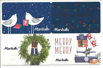 Lot of 4 Marshalls Holiday Gift Cards No $ Value Collectible Wreath ...