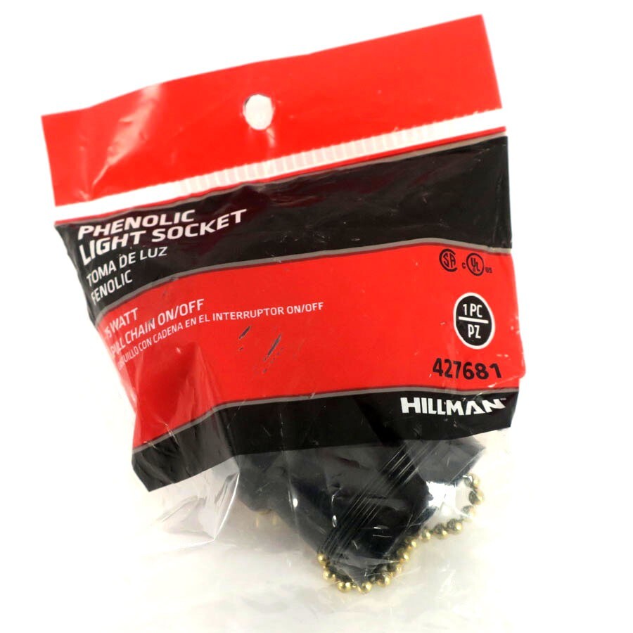Hillman, 427681, Phenolic Light Socket, 75 Watt, Pull Chain On/Off | eBay