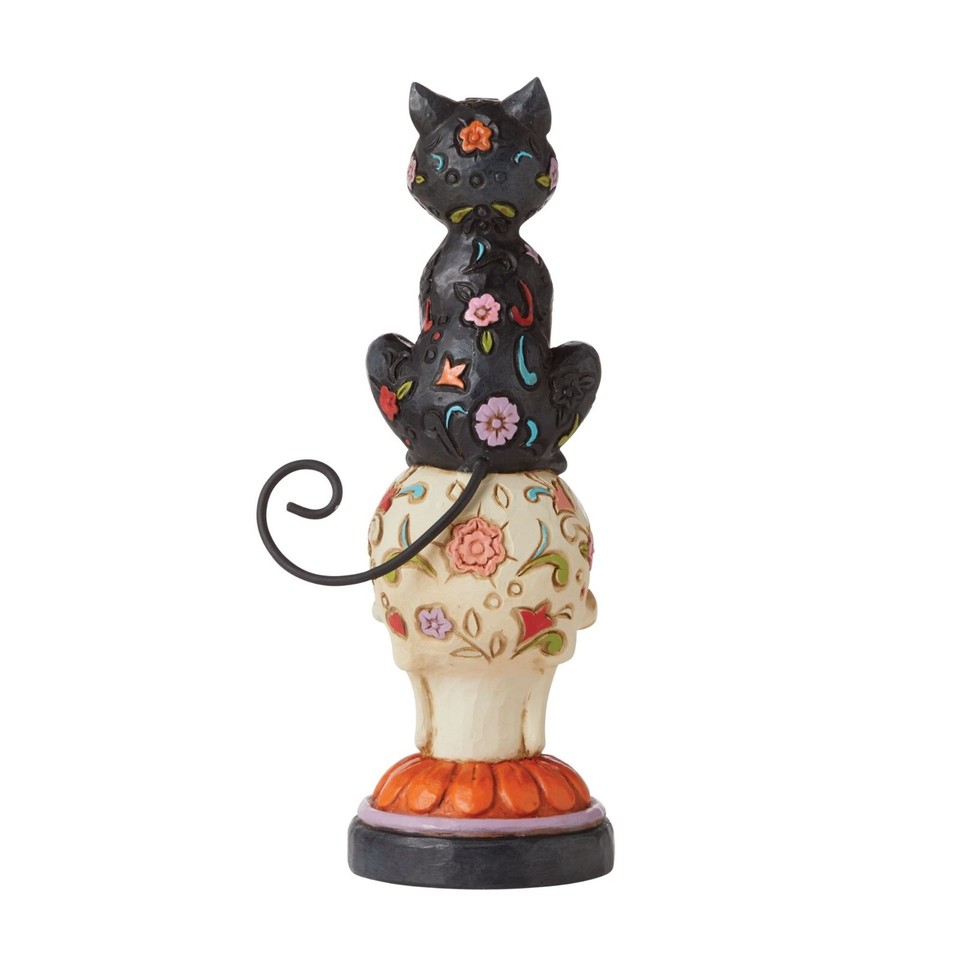 Jim Shore Halloween Day of the Dead Black Cat on Skull Figurine 6010670 ...