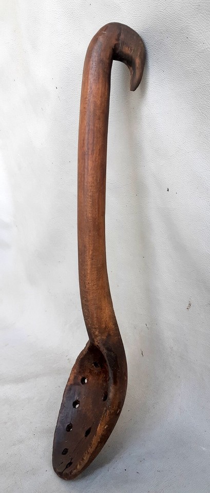 Antique Unique Wooden Large Spoon HANDMADE Tool | eBay