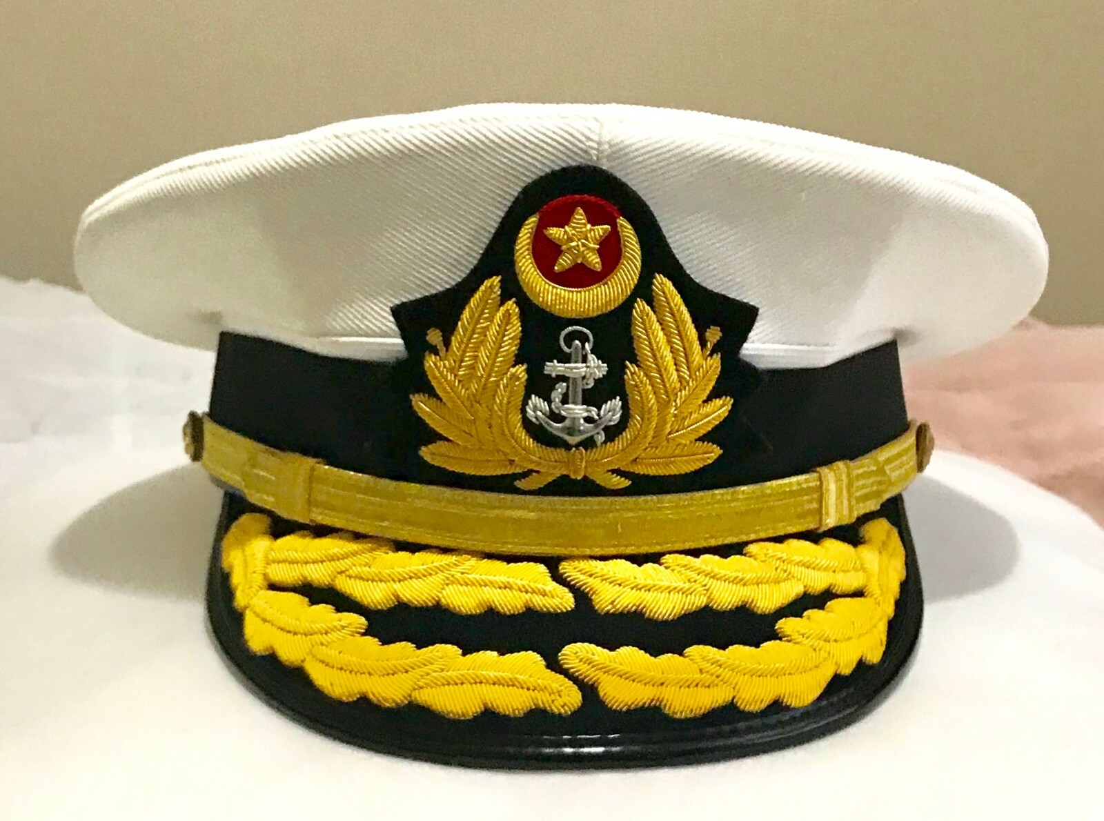 PAKISTAN NAVY ADMIRAL OFFICIAL WHITE HAT MOST SIZES - CP MADE QUALITY ...