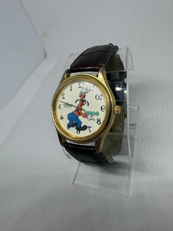 Disney Time Works Goofy Backwards Ticking Watch With Rare Mirrored ...