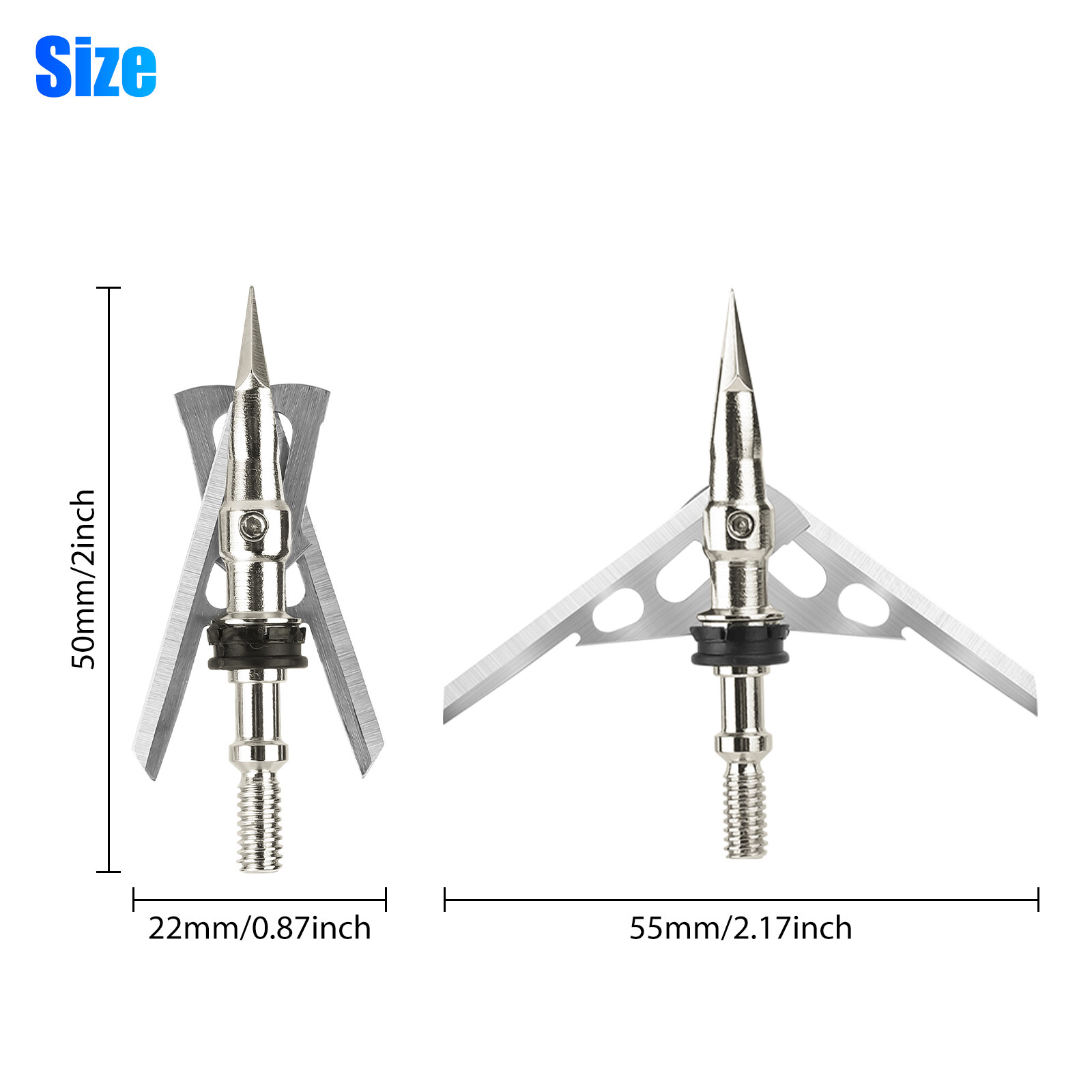 24Pcs 100 Grain Archery Broadheads 2" Dia Expandable Hunting Arrowhead ...